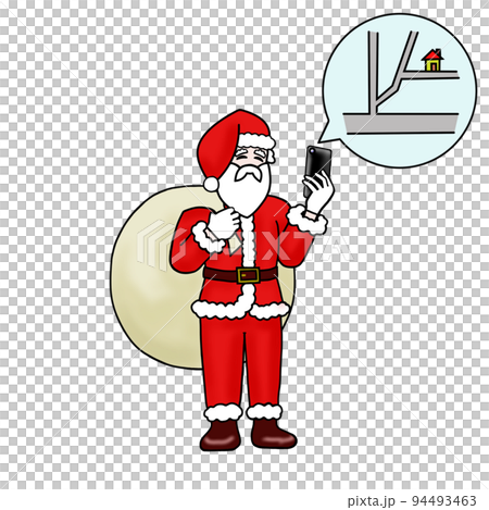 Santa searching on smartphone - Stock Illustration [94493463] - PIXTA