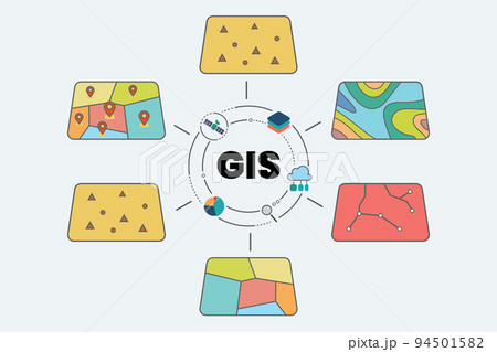 GIS Spatial Data Layers Conceptのイラスト素材 [94501582] - PIXTA