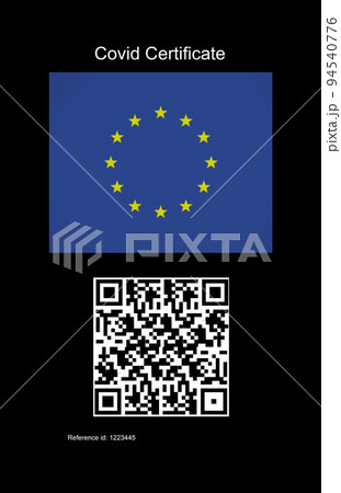 Covid vaccination certificate and qr code on...のイラスト素材 [94540776] - PIXTA