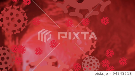 Image of macro red coronavirus cells spinning...のイラスト素材 [94545518] - PIXTA