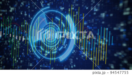 Image of graph over scope scanning with data...のイラスト素材 [94547755] - PIXTA