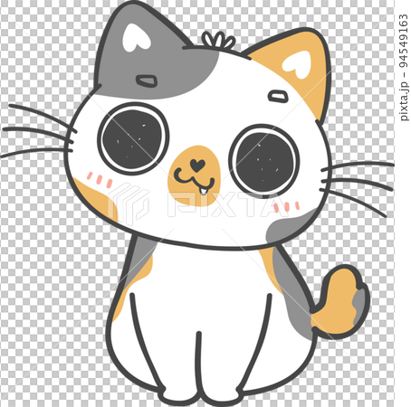 cute playful calico Japanese bobtail kitten cat... - Stock Illustration ...