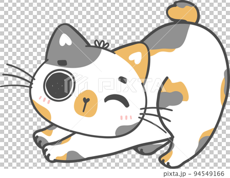 cute playful calico Japanese bobtail kitten cat...のイラスト素材 [94549166 ...