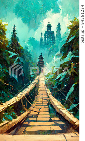 forest Mayan style adventures bridge 3D...のイラスト素材 [94561234] - PIXTA