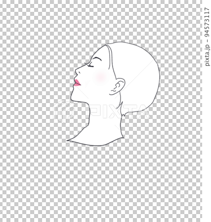 目を閉じている横顔の女性の線画イラストのイラスト素材 [94573117] - PIXTA