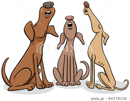 cartoon barking or howling dogs charactersのイラスト素材 [94578150] - PIXTA