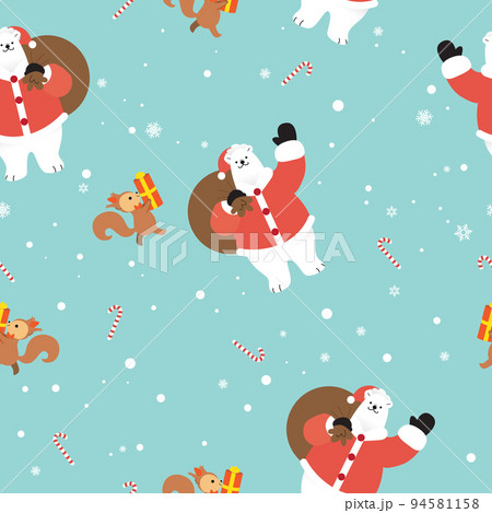 Christmas-Pattern-Bear-and-Squirrelのイラスト素材 [94581158] - PIXTA