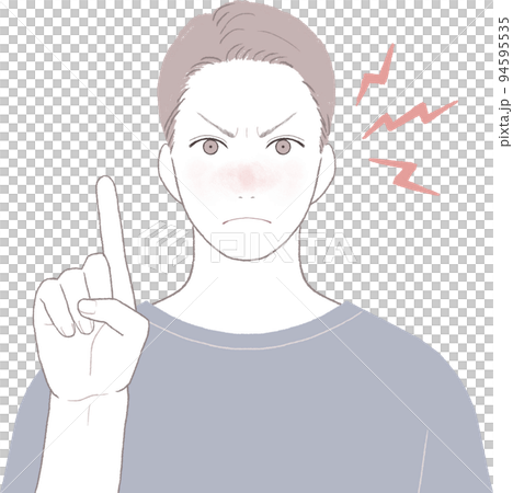 Angry short-haired refreshing man Pointing ver - Stock Illustration ...