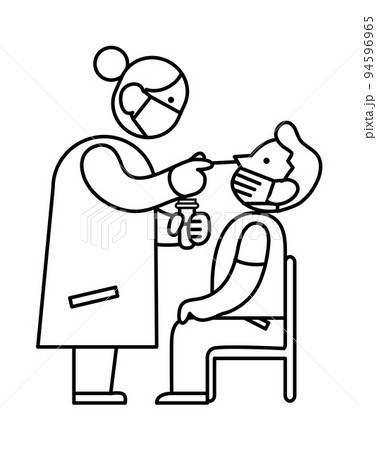 Minimalist line vector icon Doctor testing patientのイラスト素材 [94596965 ...