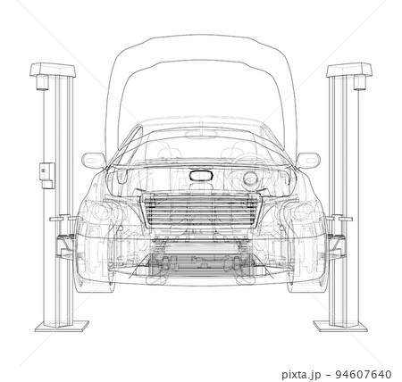 Car lift stand tower with car. Vectorのイラスト素材 [94607640] - PIXTA