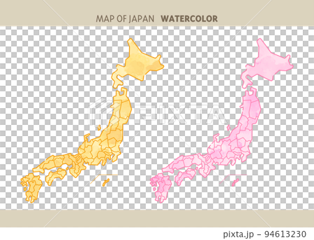 Japan map with watercolor touch (orange & pink) - Stock Illustration ...