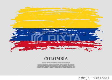 Colombia flag with brush stroke effect and...のイラスト素材 [94637881] - PIXTA