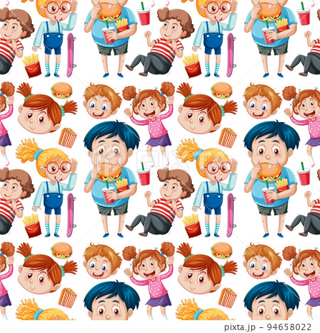 Children cartoon character seamless patternのイラスト素材 [94658022] - PIXTA