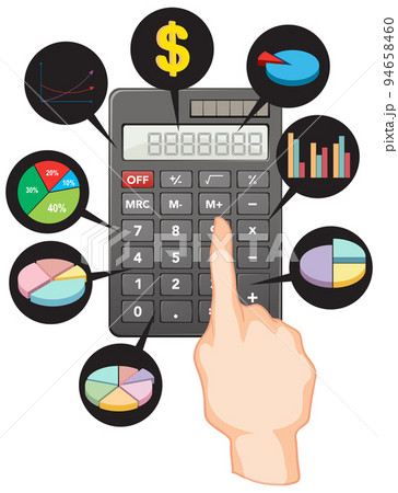 Isolated calculator with iconsのイラスト素材 [94658460] - PIXTA