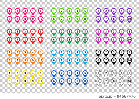 地図のアイコン ピン セット 数字のイラスト素材 [94667470] - PIXTA