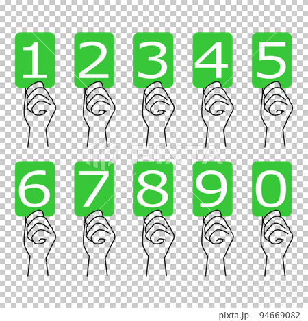 A hand holding up a numbered card - Stock Illustration [94669082] - PIXTA