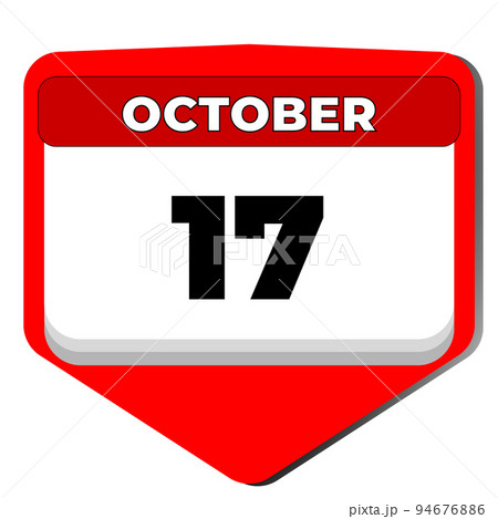 17 October vector icon calendar day. 17 date of...のイラスト素材 [94676886 ...