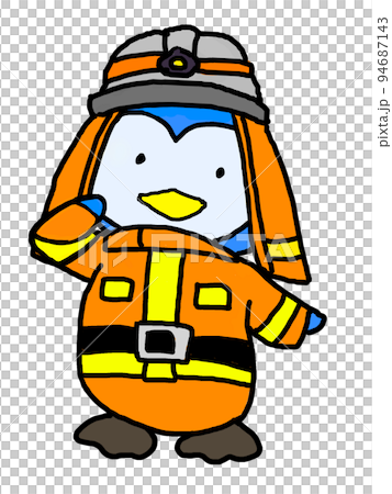 Firefighter Penguin - Stock Illustration [94687143] - PIXTA