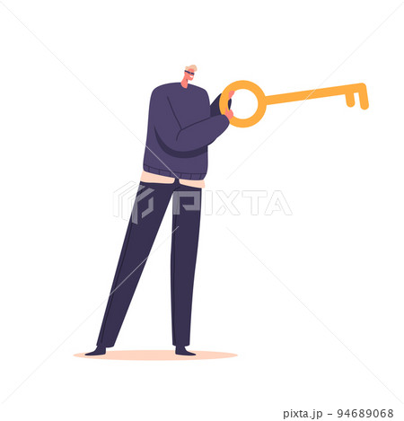 Male Character with Huge Key. Thief Breaking...のイラスト素材 [94689068] - PIXTA
