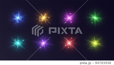Lens flares with sparkles, colorful starbursts...のイラスト素材 [94703936] - PIXTA