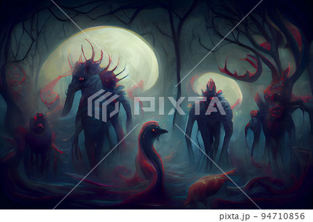 creepy fantastic nightmare alien creatures,...のイラスト素材 [94710856] - PIXTA