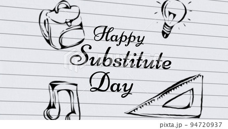 Happy substitute day text with school bag,...のイラスト素材 [94720937] - PIXTA