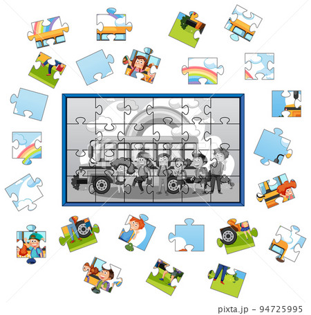 School kids photo jigsaw puzzle gameのイラスト素材 [94725995] - PIXTA