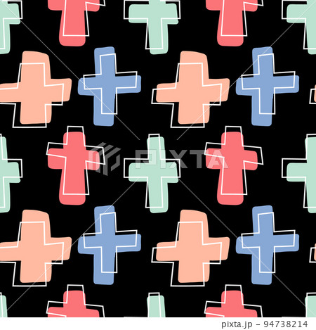 Seamless pattern with multi-colored crosses in...のイラスト素材 [94738214] - PIXTA