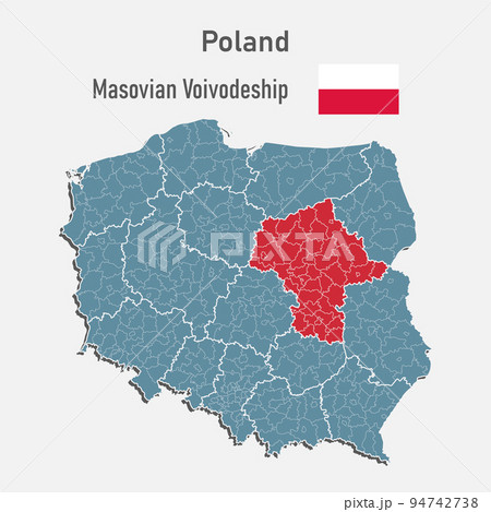 Vector map Poland and district Masovianのイラスト素材 [94742738] - PIXTA