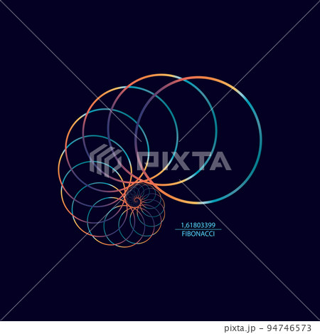Fibonacci Sequence Circle. Golden ratio....のイラスト素材 [94746573] - PIXTA
