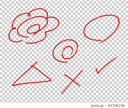 丸つけベクター素材 花丸、二重丸、マル、三角、バツのイラスト素材 [94786296] - PIXTA