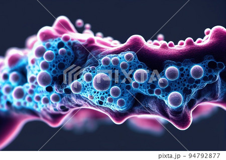 Cell damage by corona bacteria medical...のイラスト素材 [94792877] - PIXTA