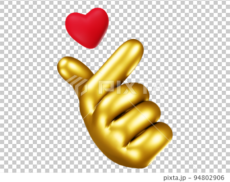 Golden heart, I love you hand sign - Stock Illustration [94802906] - PIXTA
