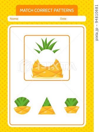 Match pattern game with pineapple. worksheet...のイラスト素材 [94810681] - PIXTA