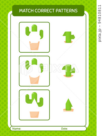 Match pattern game with cactus. worksheet for...のイラスト素材 [94810811] - PIXTA