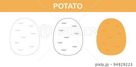 Potato tracing and coloring worksheet for kidsのイラスト素材 [94829223] - PIXTA