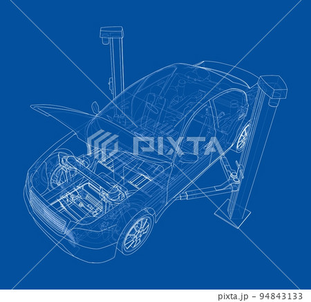 Car lift stand tower with car. Vectorのイラスト素材 [94843133] - PIXTA