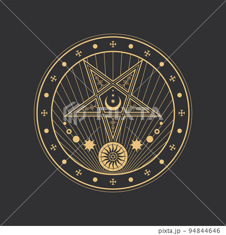 Pentagram, esoteric circle, occult magic and...のイラスト素材 [94844646] - PIXTA