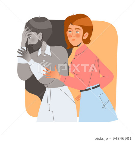 Young Woman Character Supporting and Comforting...のイラスト素材 [94846901] - PIXTA