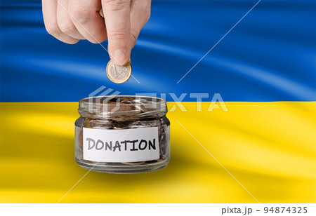 Donation for Ukraine concept. Help and...の写真素材 [94874325] - PIXTA