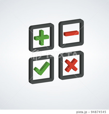 3d Tick and cross bullet box set signs.Tick...のイラスト素材 [94874545] - PIXTA