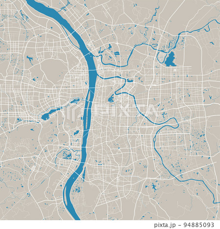 Changsha map. Detailed map of Changsha city...のイラスト素材 [94885093] - PIXTA