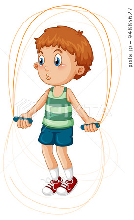 Cartoon boy jumping ropeのイラスト素材 [94885627] - PIXTA