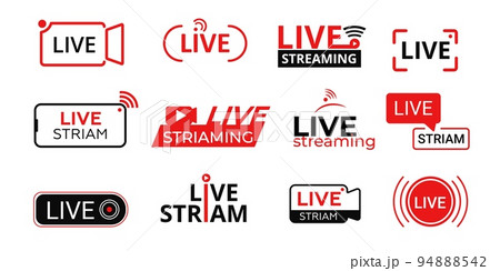 Live stream icon. Red symbol of live broadcast...のイラスト素材 [94888542] - PIXTA