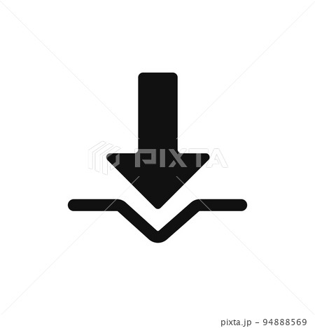 Download web files icon. Black down arrow as...のイラスト素材 [94888569] - PIXTA
