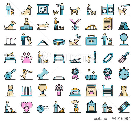 Dog training icons set. Outline set of dog...のイラスト素材 [94916004] - PIXTA