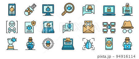 Hacker icons set. Outline set of hacker vector...のイラスト素材 [94916114] - PIXTA