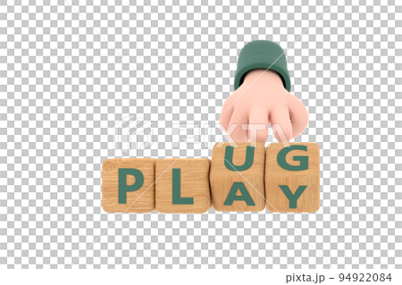 3d. Hand turns dice and changes the word "plug"...のイラスト素材 [94922084 ...