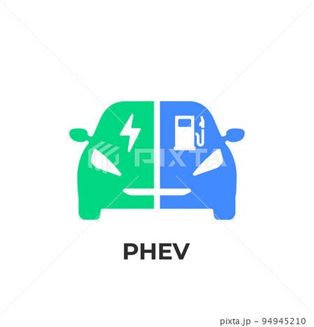 Plug-in hybrid electric vehicles (PHEV) icon.のイラスト素材 [94945210] - PIXTA