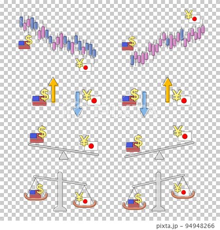 線画イメージに合う円高円安イメージイラストのイラスト素材 [94948266] - PIXTA